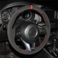 China Hand Sewing Suede Steering Wheel Cover for Mazda 2 3 Axela 6 Atenza CX-3 CX3 CX-5 CX5 2013 2014 2015 2016 2017 for sale