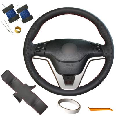 China DIY Artificial Leather Black Hand Stitching Personalized Steering Wheel Cover For Honda CR-V CRV 2007 2008 2009 2010 2011 for sale