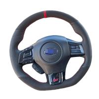 China Hand Sewing Black Suede Leather Steering Wheel Cover for Subaru WRX STI Levorg 2015 2016 2017 2018 2019 for sale