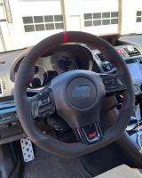 China Hand Sewing Black Suede Leather Steering Wheel Cover for Subaru WRX STI Levorg 2015 2016 2017 2018 2019 for sale
