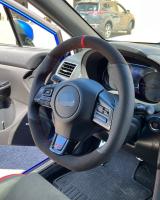 China Hand Sewing Black Suede Leather Steering Wheel Cover for Subaru WRX STI Levorg 2015 2016 2017 2018 2019 for sale