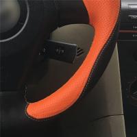 China Hand Sewing Orange Leather Suede Steering Wheel Cover for Mazda 3 Axela 5 6 Atenza RX8 2003 2004 2005 2006 2007 2008 2009 2010 for sale