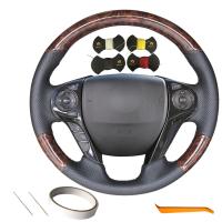 China Wood Grain Carbon Fiber Black Leather Steering Wheel Cover For Honda Accord 9 2013 2014 2015 2016 2017 Crosstour 2013 2014 2015 for sale