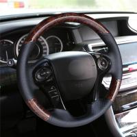 China Wood Grain Carbon Fiber Black Leather Steering Wheel Cover For Honda Accord 9 2013 2014 2015 2016 2017 Crosstour 2013 2014 2015 for sale