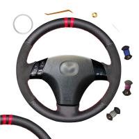 China Hand Sewing Leather Suede Steering Wheel Cover for Mazda 3 Axela 5 6 Atenza 2003 2004 2005 2006 2007 2008 2009 2010 for sale