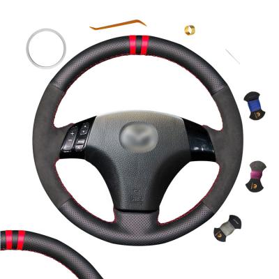 China Hand Sewing Leather Suede Steering Wheel Cover for Mazda 3 Axela 5 6 Atenza 2003 2004 2005 2006 2007 2008 2009 2010 for sale