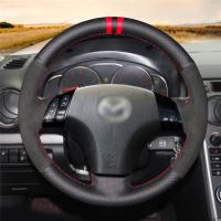 China Hand Sewing Leather Suede Steering Wheel Cover for Mazda 3 Axela 5 6 Atenza 2003 2004 2005 2006 2007 2008 2009 2010 for sale