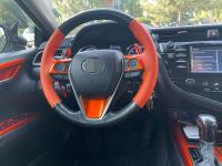 China Custom Hand Stitching Orange Leather Carbon Steering Wheel Cover for Toyota Corolla RAV4 Avalon Camry 2018-2020 for sale