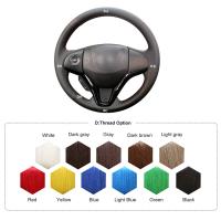 China Custom PU Leather Black Sewing Design Steering Wheel Cover For Honda Fit City Jazz  HR-V HRV Vezel 2014 2015 2016 2017 2018 2019 for sale