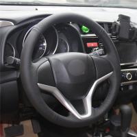 China Custom PU Leather Black Sewing Design Steering Wheel Cover For Honda Fit City Jazz  HR-V HRV Vezel 2014 2015 2016 2017 2018 2019 for sale