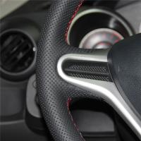 China Hand Sewing Black Genuine Leather Customized Steering Wheel Cover For Honda Fit City Jazz 2009 2010 2011 2012 2013 Insight 2014 for sale