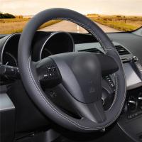 China Custom Black Leather Steering Wheel Cover White Thread for Mazda 3 Axela 5 CX-7 CX7 2008 2009 2010 2011 2012 2013 2014 2015 2016 for sale