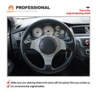 China Suede Leather Carbon Fiber Steering Wheel Cover Wrap for Mitsubishi Lancer Evolution EVO IX 9 2005-2006 / VIII 8 2003-2004 for sale