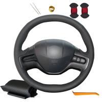 China Hand Sewing Custom Design Black Genuine Leather Steering Wheel Cover For Honda Civic Civic 8 2006 2007 2008 for sale