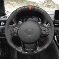 China Hand Sewing Custom Forged Carbon Soft Suede Steering Wheel Cover for Toyota Supra GR Supra A90 2019 2020 2021 for sale