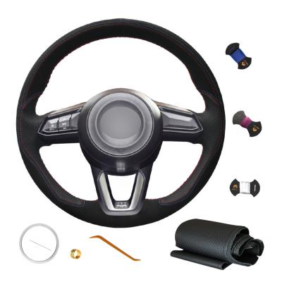 China Accessories Stitching Leather Suede Steering Wheel Cover for Mazda 3 Axela 6 Atenza CX-5 CX5 CX9 2016 2017 2018 2019 for sale