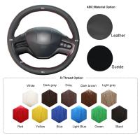 China Hand Sewing Custom Design Black Genuine Leather Steering Wheel Cover For Honda Civic Civic 8 2006 2007 2008 for sale