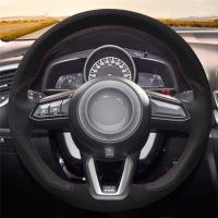 China Accessories Stitching Leather Suede Steering Wheel Cover for Mazda 3 Axela 6 Atenza CX-5 CX5 CX9 2016 2017 2018 2019 for sale
