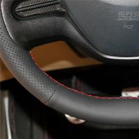 China Hand Sewing Custom Design Black Genuine Leather Steering Wheel Cover For Honda Civic Civic 8 2006 2007 2008 for sale