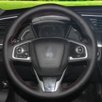 China Hand Sewing Black Artificial Leather Steering Wheel Cover for Honda FK7 Civic 10 10th gen CRV CR-V Clarity 2016 2017 2018 2019 for sale