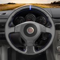 China Custom Hand Sewing Black Carbon Leather Steering Wheel Cover for Subaru Impreza WRX STI 2002 2003 2004 for sale