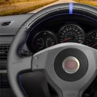 China Custom Hand Sewing Black Carbon Leather Steering Wheel Cover for Subaru Impreza WRX STI 2002 2003 2004 for sale