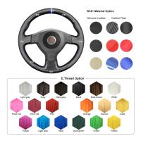 China Custom Hand Sewing Black Carbon Leather Steering Wheel Cover for Subaru Impreza WRX STI 2002 2003 2004 for sale