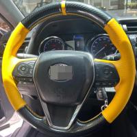 China Custom Hand Stitching Leather Carbon Steering Wheel Cover for Toyota Corolla RAV4 Avalon 2019-2020 Camry 2018-2020 for sale