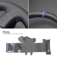 China Custom Hand Sewing Black Carbon Leather Steering Wheel Cover for Subaru Impreza WRX STI 2002 2003 2004 for sale