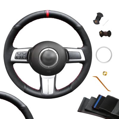 China Interior Suede Leather Steering Wheel Cover with Red Strip for Mazda MX-5 RX-8 CX-7 CX7 2007 2008 2009 2010 2011 2012 2013 for sale