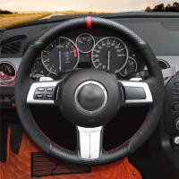 China Interior Suede Leather Steering Wheel Cover with Red Strip for Mazda MX-5 RX-8 CX-7 CX7 2007 2008 2009 2010 2011 2012 2013 for sale
