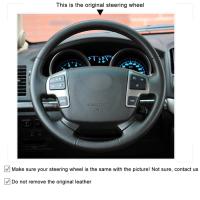 China MEWANT Hand Sew Steering Wheel Cover Wrap for Toyota Land Cruiser 2008-2015 Tundra 2007-2013 Sequoia 2008-2013 HiAce 2014-2018 for sale