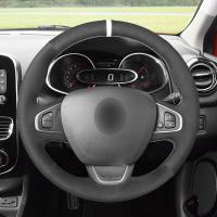 China Car Accessories Hand Stitched Suede Leather Steering Wheel Cover for Renault Clio 4 Captur Kaptur 2016 2017 2018 2019 2020 for sale