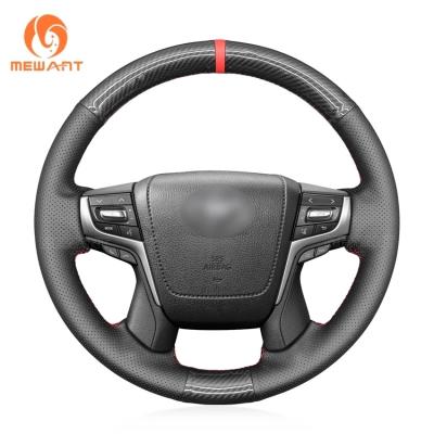 China Suitable Black PU Carbon Fiber Leather Steering Wheel Cover With Tools for Toyota Land Cruiser Prado 2015-2017 2018-2020 Crown for sale
