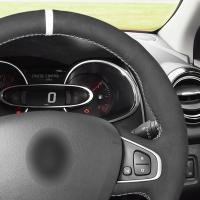 China Car Accessories Hand Stitched Suede Leather Steering Wheel Cover for Renault Clio 4 Captur Kaptur 2016 2017 2018 2019 2020 for sale