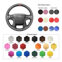 China Suitable Black PU Carbon Fiber Leather Steering Wheel Cover With Tools for Toyota Land Cruiser Prado 2015-2017 2018-2020 Crown for sale