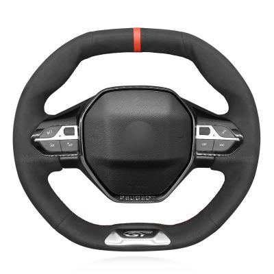 China DIY Hand Stitched Suede Steering Wheel Cover for Peugeot 208 308 508 2008 3008 5008 Rifter GT GTline 2017 2018 2019 2020 2021 for sale