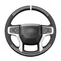China Best Selling Hand Stitch Car Interior Accessories Auto Carbon Fiber Suede Steering Wheel Cover for Chevrolet Blazer Camaro Cruze for sale