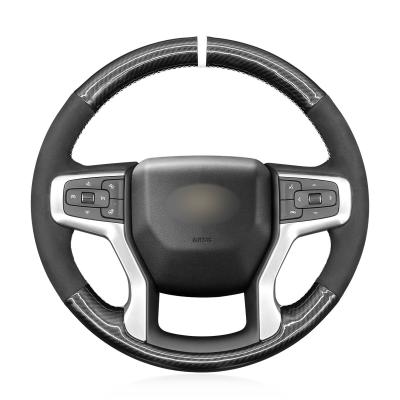China Best Selling Hand Stitch Car Interior Accessories Auto Carbon Fiber Suede Steering Wheel Cover for Chevrolet Blazer Camaro Cruze for sale