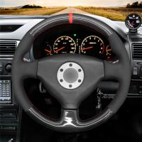 China MEWANT New For Mitsubishi Lancer Evolution EVO VI V IV 4 Automobile Leather Diy Steering Wheel Cover Carbon Fiber Hand Sewing for sale