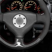 China MEWANT New For Mitsubishi Lancer Evolution EVO VI V IV 4 Automobile Leather Diy Steering Wheel Cover Carbon Fiber Hand Sewing for sale