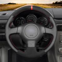 China MEWANT Auto Accessories Car Interior For Subaru Impreza WRX STI 2004 Leather Suede Steering Wheel Cover Red Strip Wholesale for sale