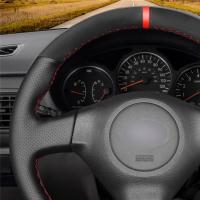 China MEWANT Auto Accessories Car Interior For Subaru Impreza WRX STI 2004 Leather Suede Steering Wheel Cover Red Strip Wholesale for sale