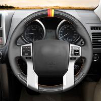 China Hand Sewing Custom Carbon Fiber Faux Leather Steering Wheel Cover for Toyota 4Runner Land Cruiser Prado Tacoma Sequoia for sale