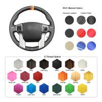 China Hand Sewing Custom Carbon Fiber Faux Leather Steering Wheel Cover for Toyota 4Runner Land Cruiser Prado Tacoma Sequoia for sale