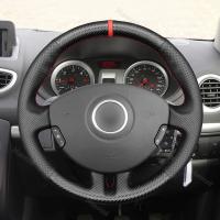 China Hand Stitched Matt Carbon and Leather Steering Wheel Cover for Renault Clio 3 for sale