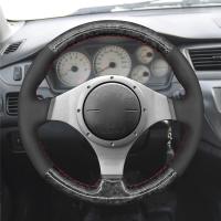 China Hand Sewing Forged Carbon Suede Steering Wheel Cover for Mitsubishi Lancer Evolution EVO 7 8 9 MR M 2003 2004 2005 2006 2007 for sale