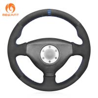 China Hand Sewing Black Soft Suede Dot Marker Steering Wheel Cover for Mitsubishi Lancer Evolution EVO 4 5 6 1998 1999 2000 V VI for sale