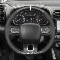 China Custom Hand Stitching Carbon Suede Steering Wheel Cover for Citroen C3 Aircross C5 Berlingo 2016-2017 2018 2019 2020 2021 2022 for sale