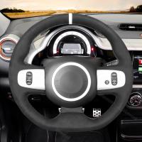 China Customized Available Durable Leather Suede Hand Sewing Steering Wheel Cover Wrap for Renault Twingo 3 2014-2020 for sale